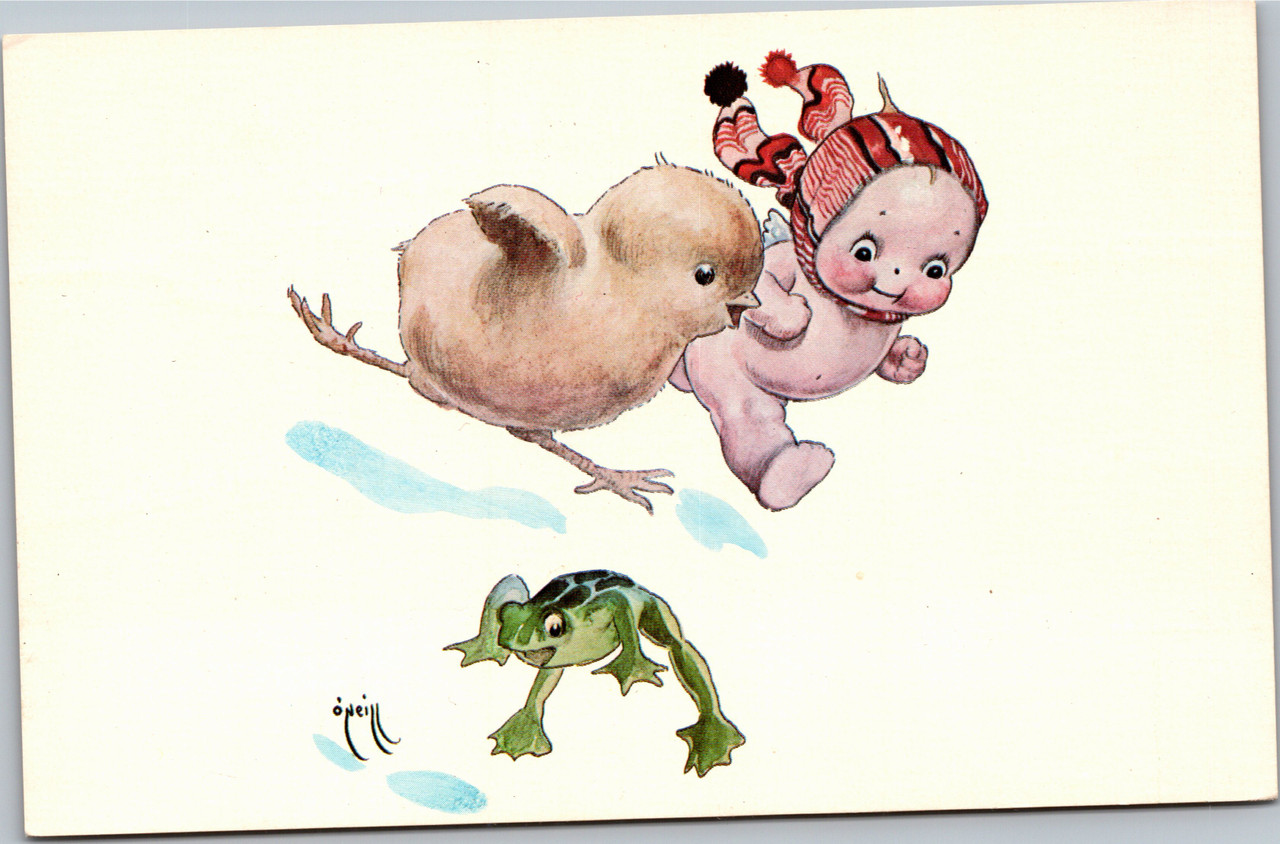 Kewpie running with chick and frog - reproduction - The Gayraj
