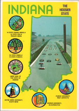 Indiana Map - Hoosier State Outline of state with drag racing scene ...