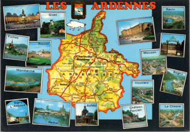 France Map - Les Ardennes - Map with pictures of city landmarks - The ...