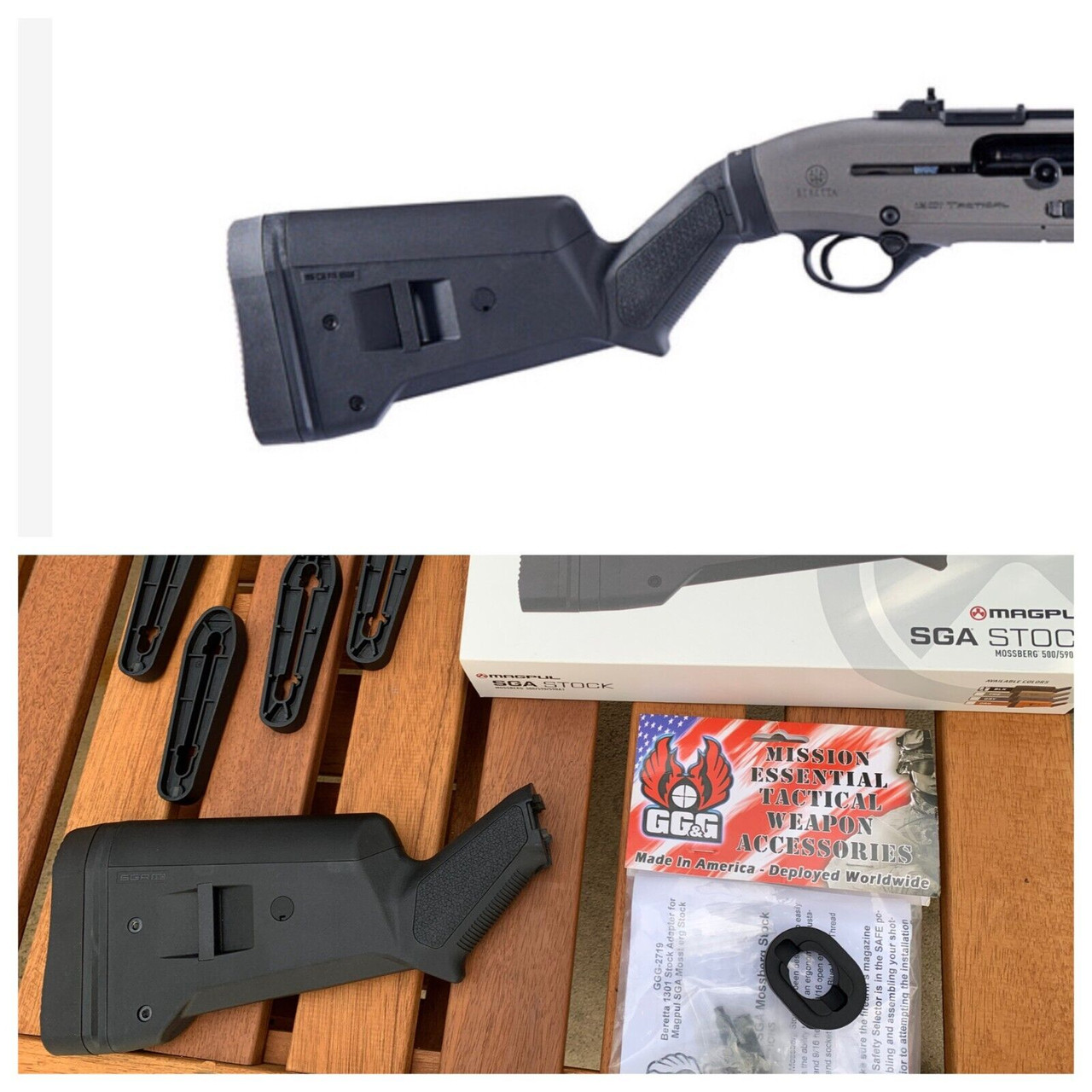 BERETTA 1301 ADAPTOR + Magpul SGA Stock in Black + LOP SHIMS! ALL USA ...