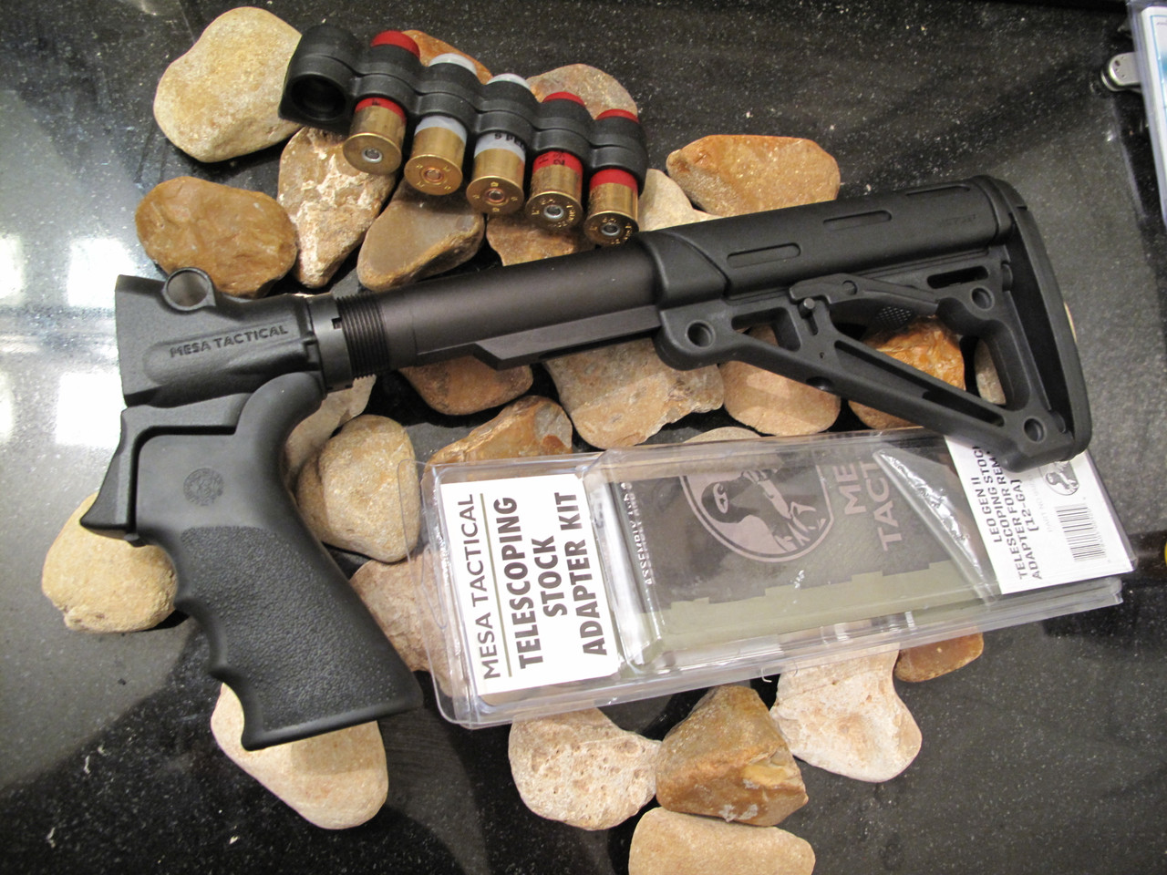 Mesa Tactical + Hogue MOSSBERG 500 6 Position Stock Adaptor 12 Gauge ...