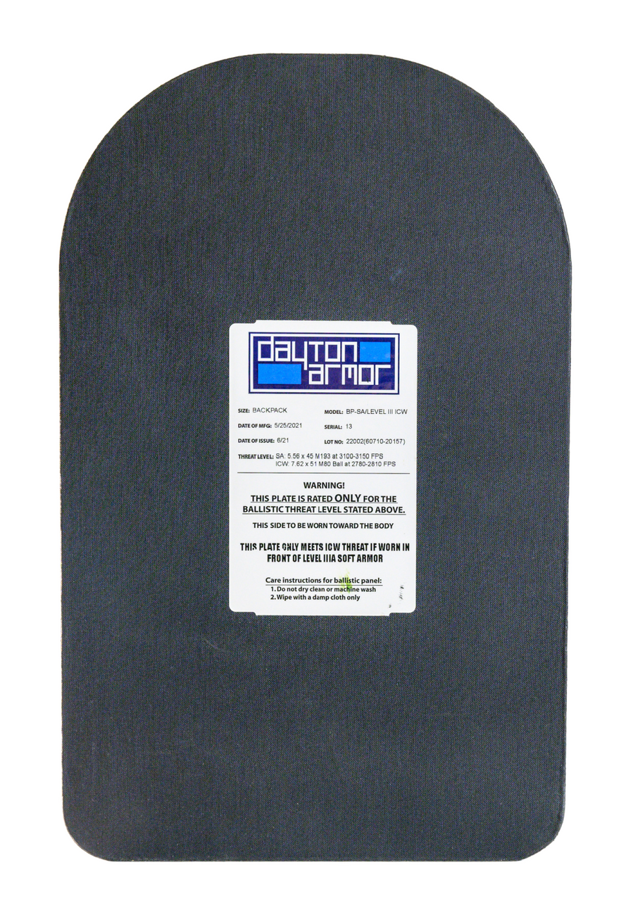 Backpack Armor Plates | Rifle Rated Bulletproof Backpack Insert