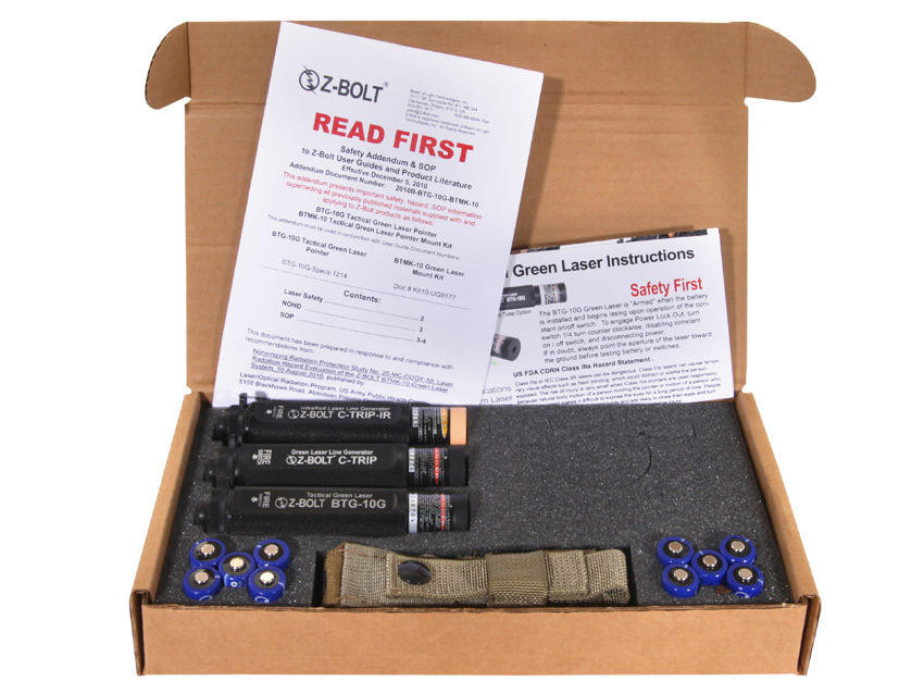 EOD Laser Kit includes 1 Dot & 2 Line Lasers. Green or IR.