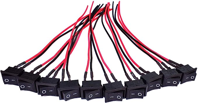 SPST Mini Rocker Switch Wired - 10 Pack - EOD Gear