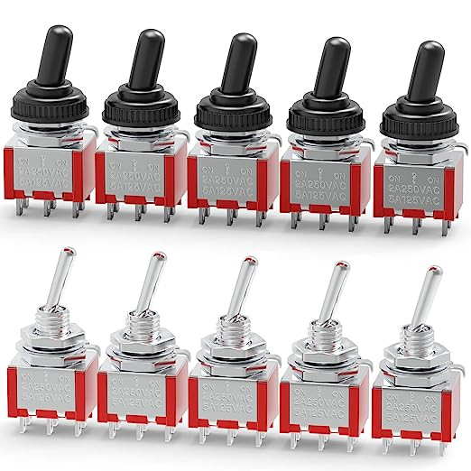 3 Position/6 Pin DPDT Mini Toggle Switch - 10 Pack - EOD Gear