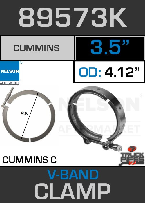 3.5" V-Band Clamp for Cummins C Engine 4.12 Lip 89573K Nelson 89573K