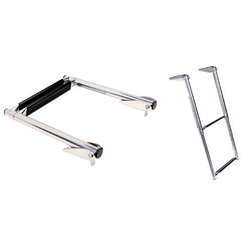 Top Mount 2 Step Stainless Steel Fold Up Telescoping Ladder for Boats ...
