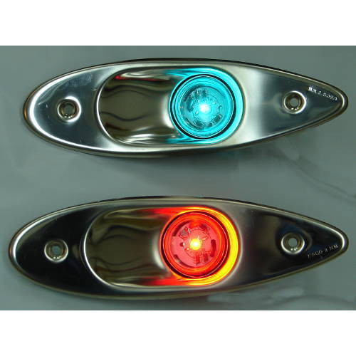 Pair of LED Flush Mount Stainless Steel Red and Green Bow Navigation ...