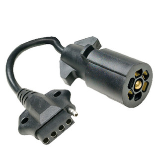Round 7 Way to Flat 5 Way Boat Trailer Plug Adapter with 8 Inches of ...