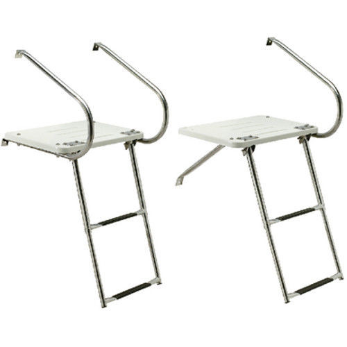 Universal Fiberglass Swim Platform with 2 Step Telescoping Ladder for ...