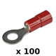 100 Pack Red 22-18 AWG Vinyl Insulated #10 Ring Terminals for Boats ...