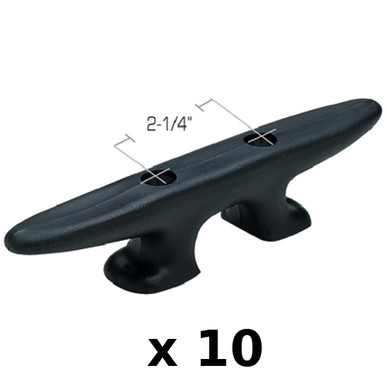 10 Pack of 8 Inch Black Plastic Hollow Base Cleats for Boats and Docks ...