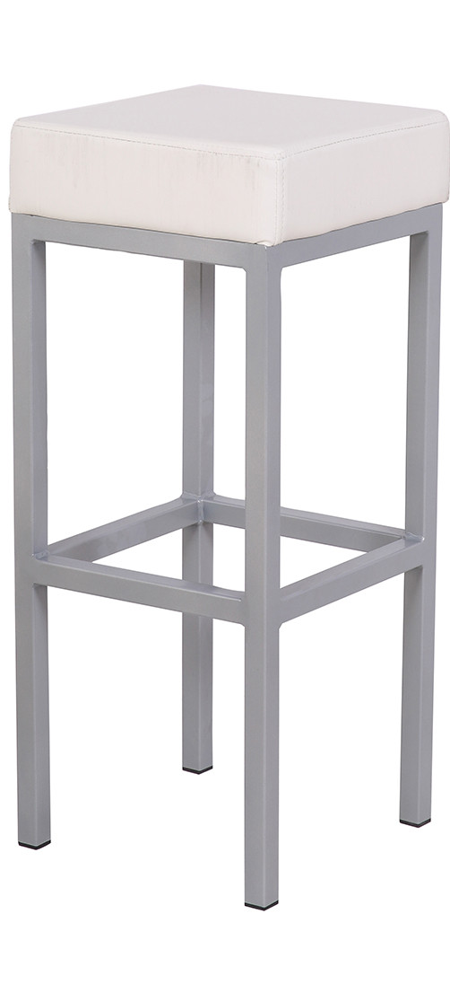 Cube Bar Stool Faux-Leather in White