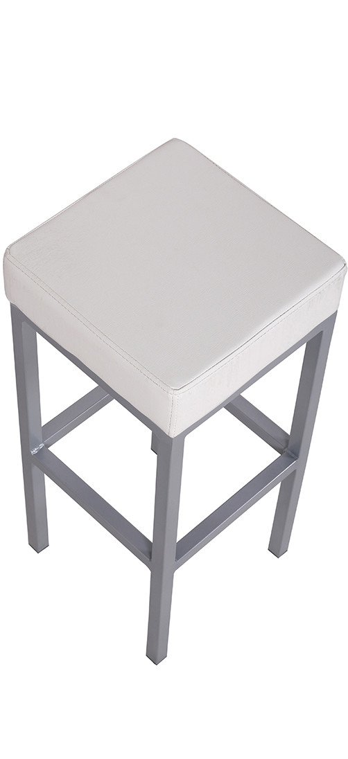 Cube Bar Stool Faux-Leather in White