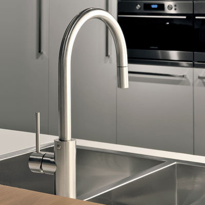 Gessi OXYGEN Curved Swan Neck Pull-Out Tap - Cut Price Kitchens