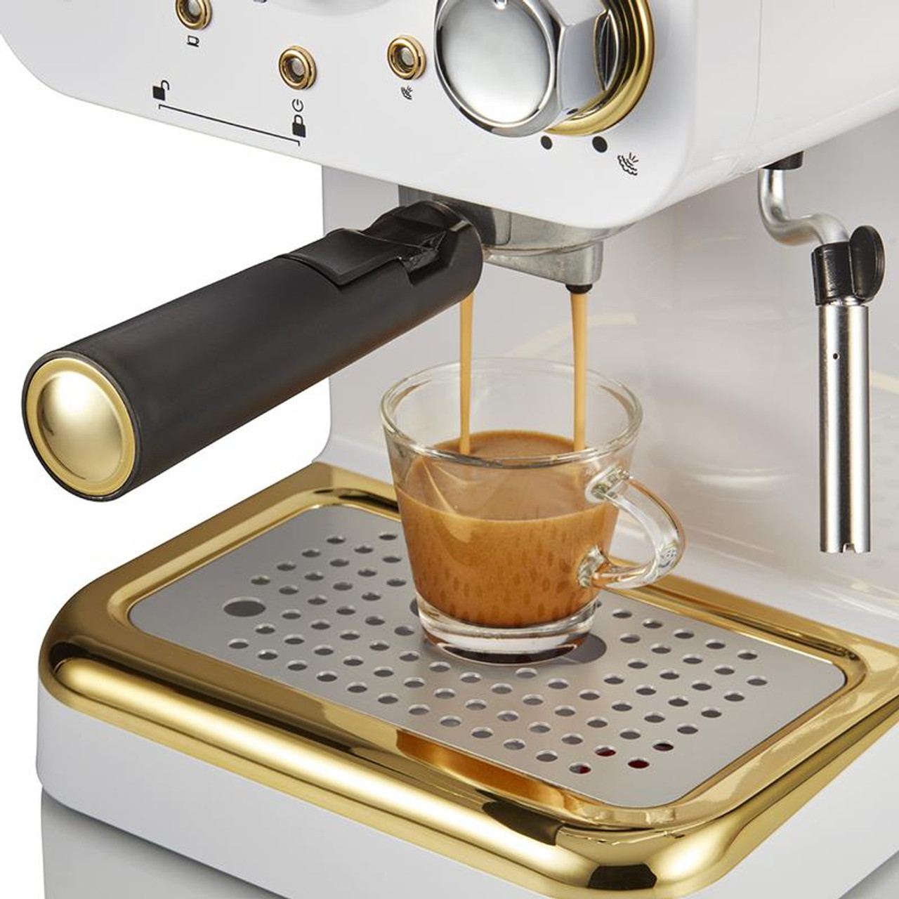 Swan Gatsby Pump Espresso Coffee Machine - White - Cut Price Kitchens Swan Gatsby Pump Espresso Coffee Machine - White - Cut Price Kitchens