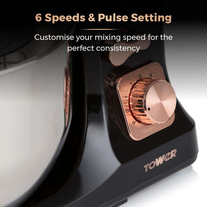 Tower Rose Gold 1000W Stand Mixer with 5L S/S Bowl - Cut Price Kitchens