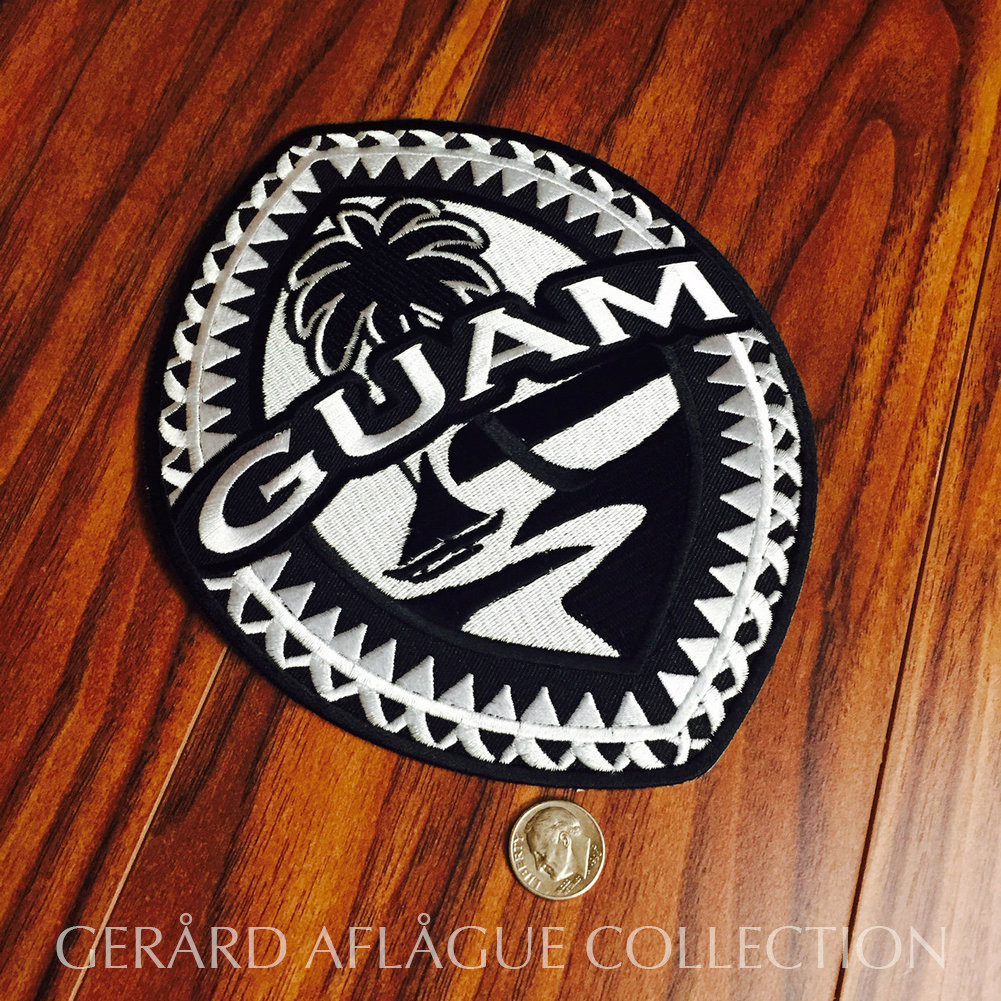 Large Guam Seal Fish Hook Bamboo White Sticker Decal - 12x15