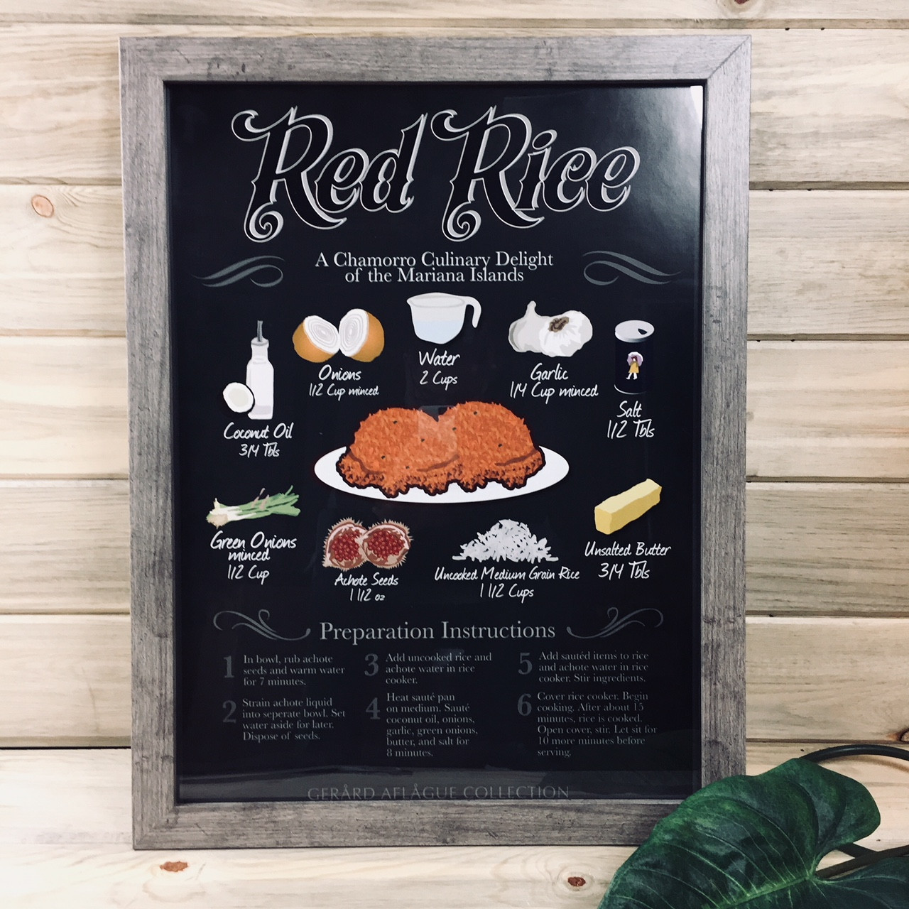 Black Board Red Rice Artful Recipe Poster of Guam and CNMI