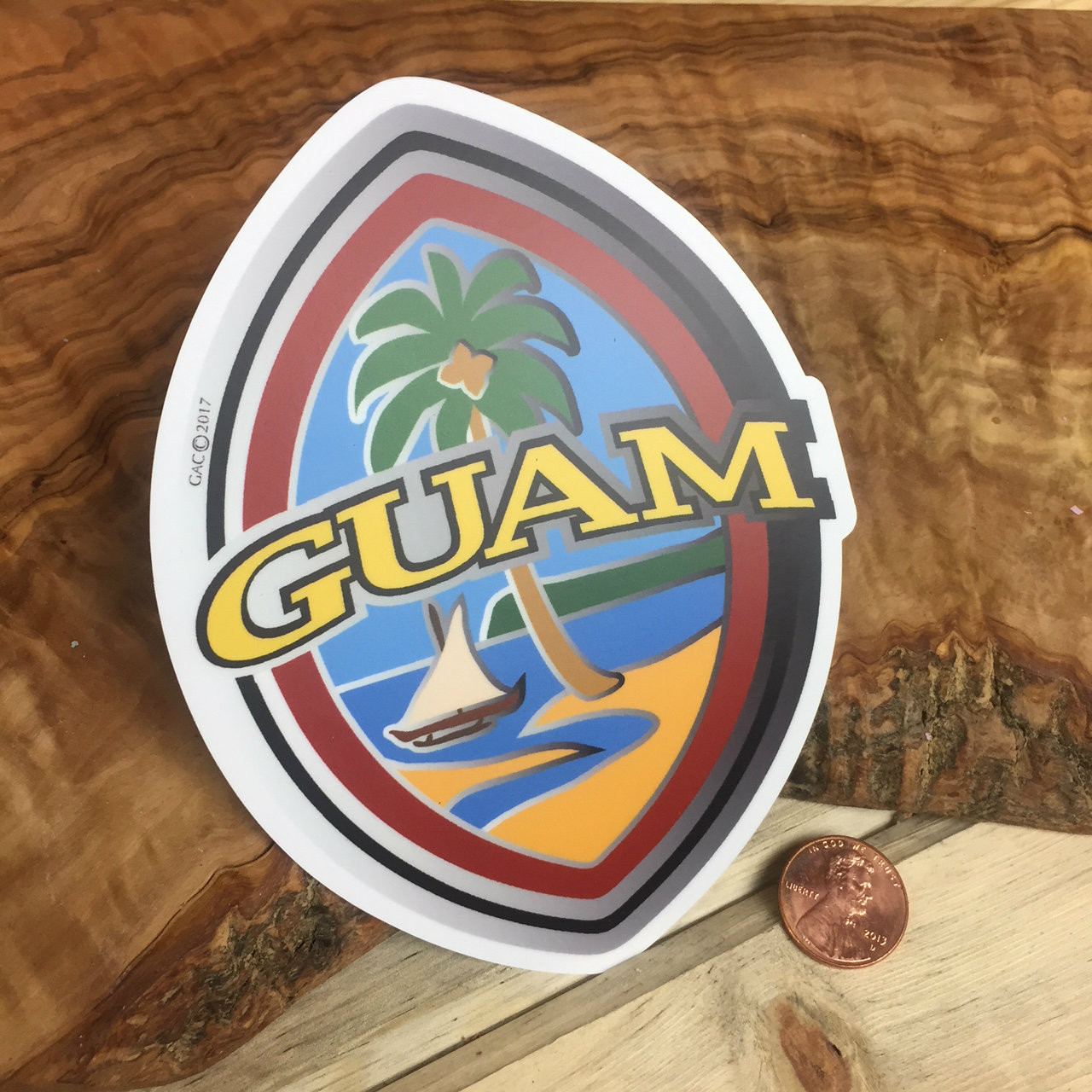 Modern Guam Seal Palm Fronds Dope Sticker Decal