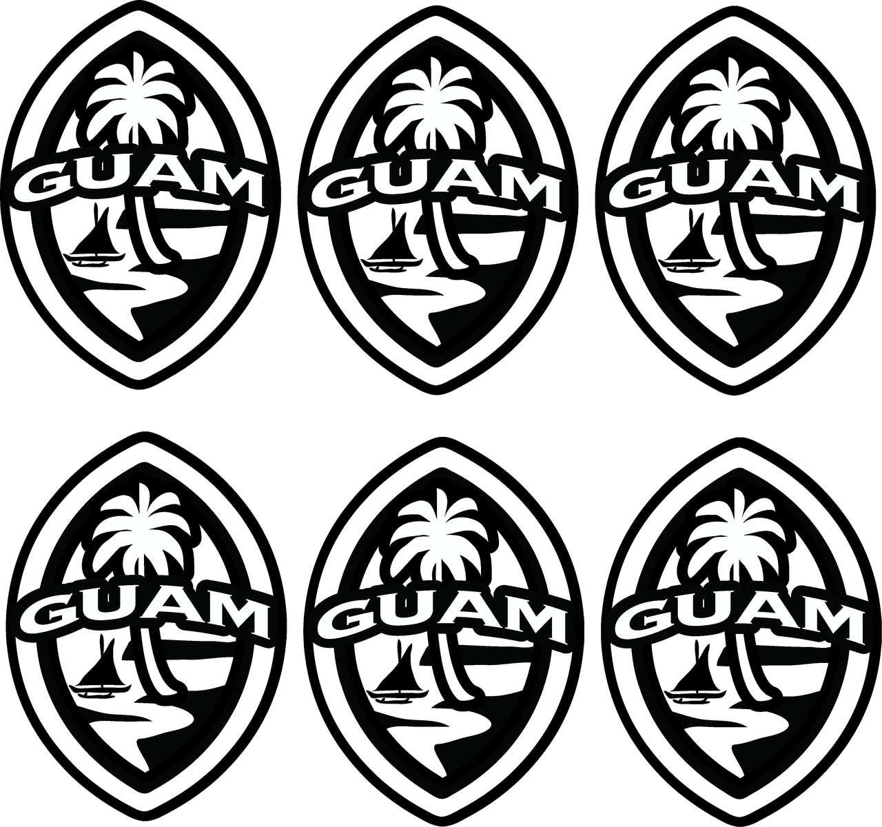 6-pc Value Pack Modern Guam Seal Sticker Decal Set