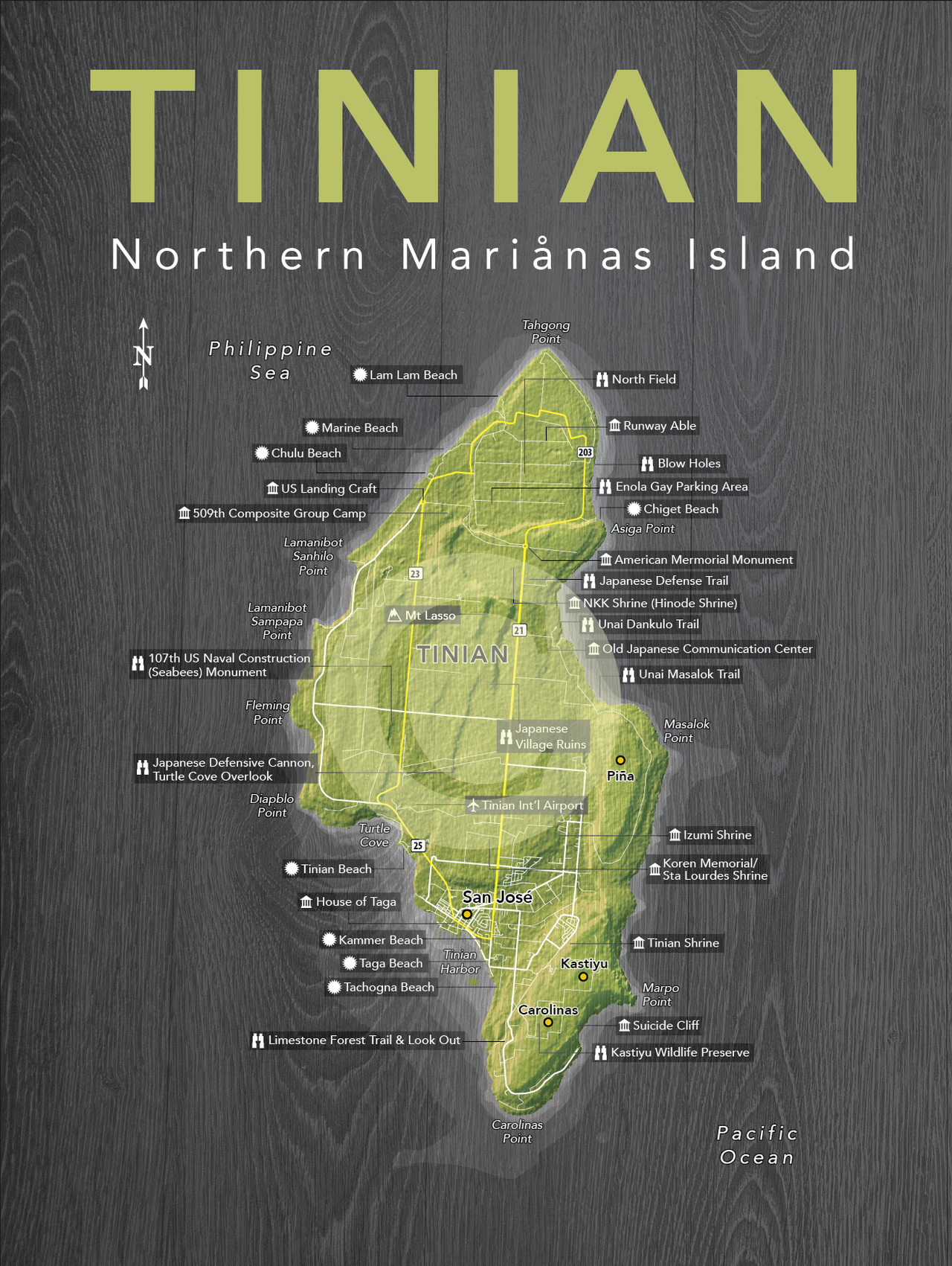 Detailed Map of Guam - 18x24 inches
