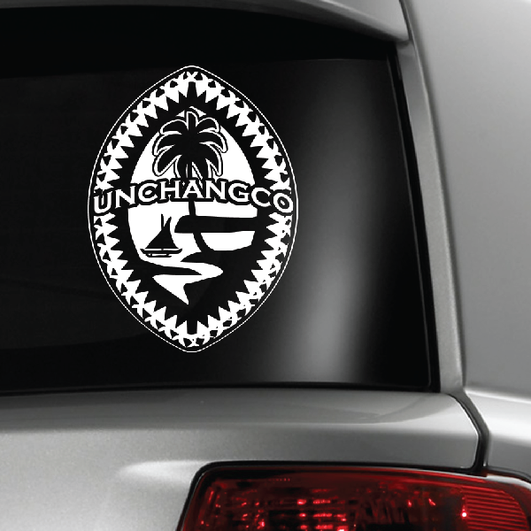 Personalized Tribal Guam Seal White Decal 6x8