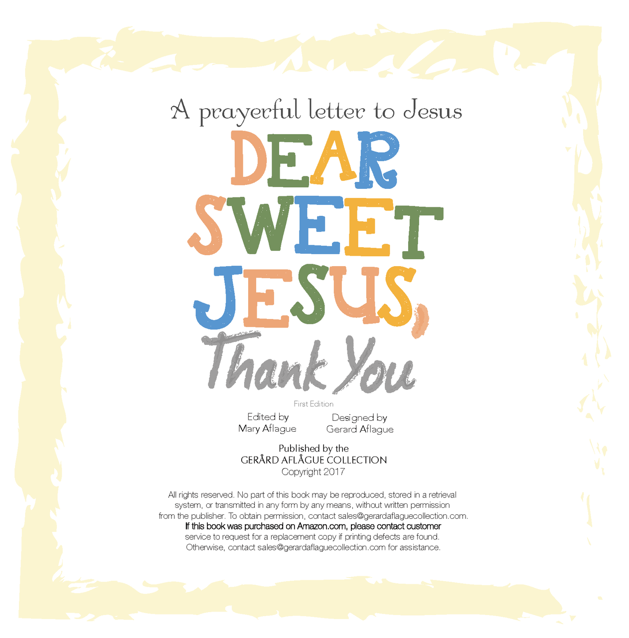 Dear Sweet Jesus, Thank You - Children's Book