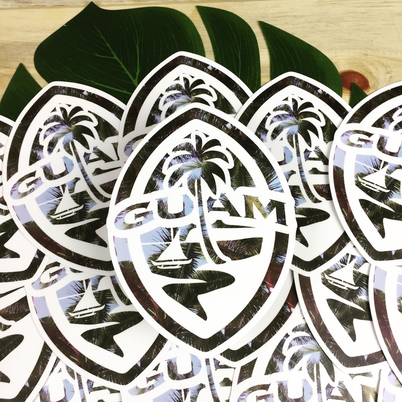 Modern Guam Seal Palm Fronds Dope Sticker Decal