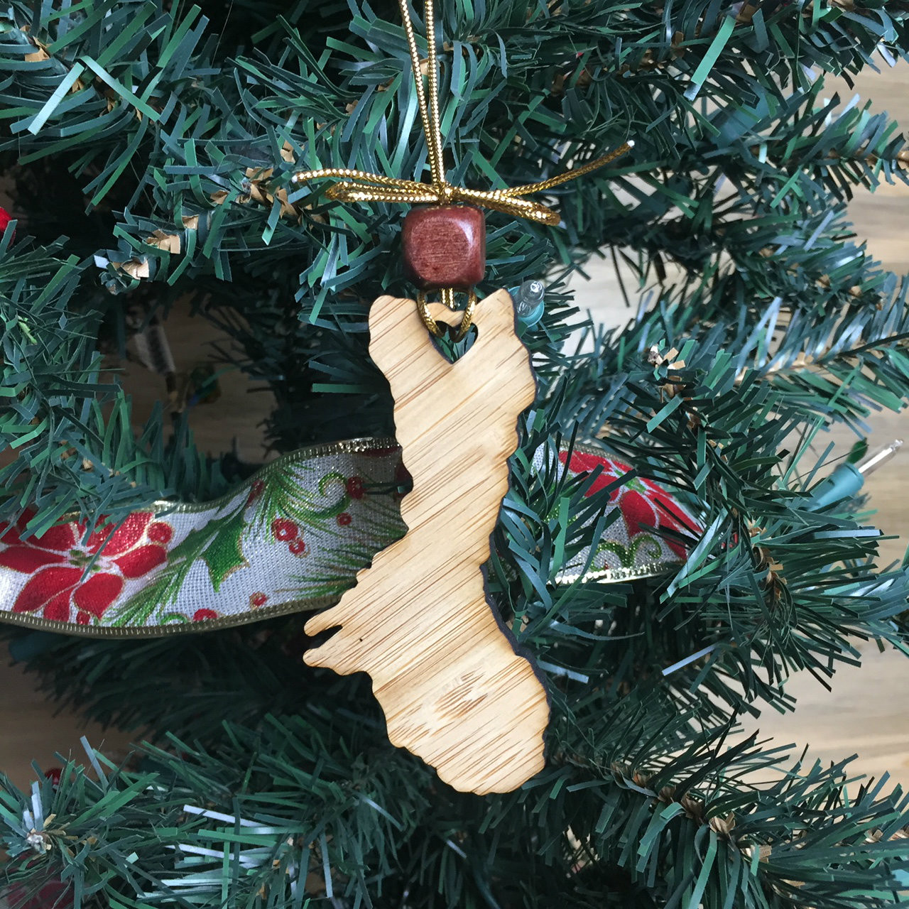Island of Guam Christmas Tree Wood Ornament