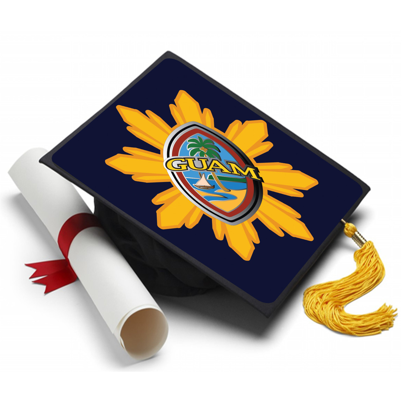 Modern Guam Seal Philippine Starburst Graduation Cap (Hat) Topper