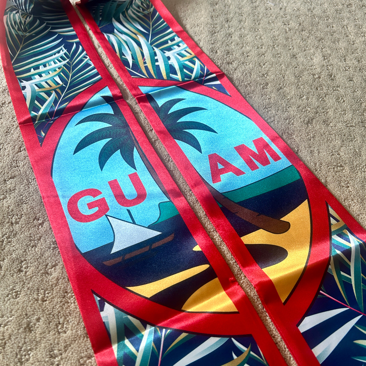 Adult Guam Seal Graduation Sash with Palm Leaves