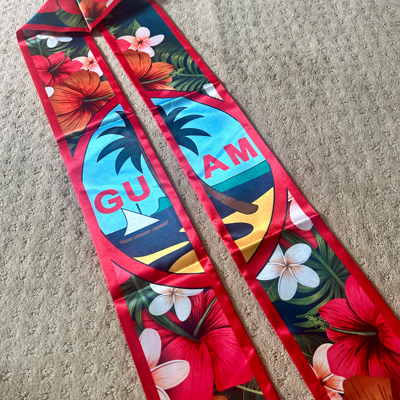 Adult Guam Seal Graduation Sash with Flowers