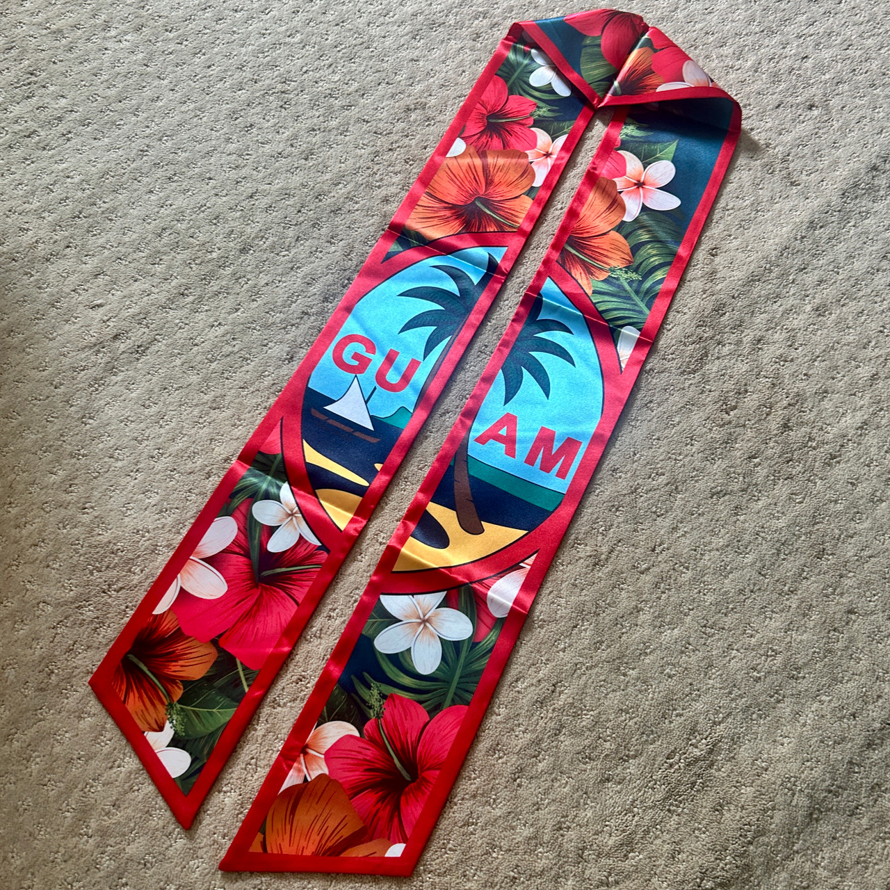 Adult Guam Seal Graduation Sash with Flowers