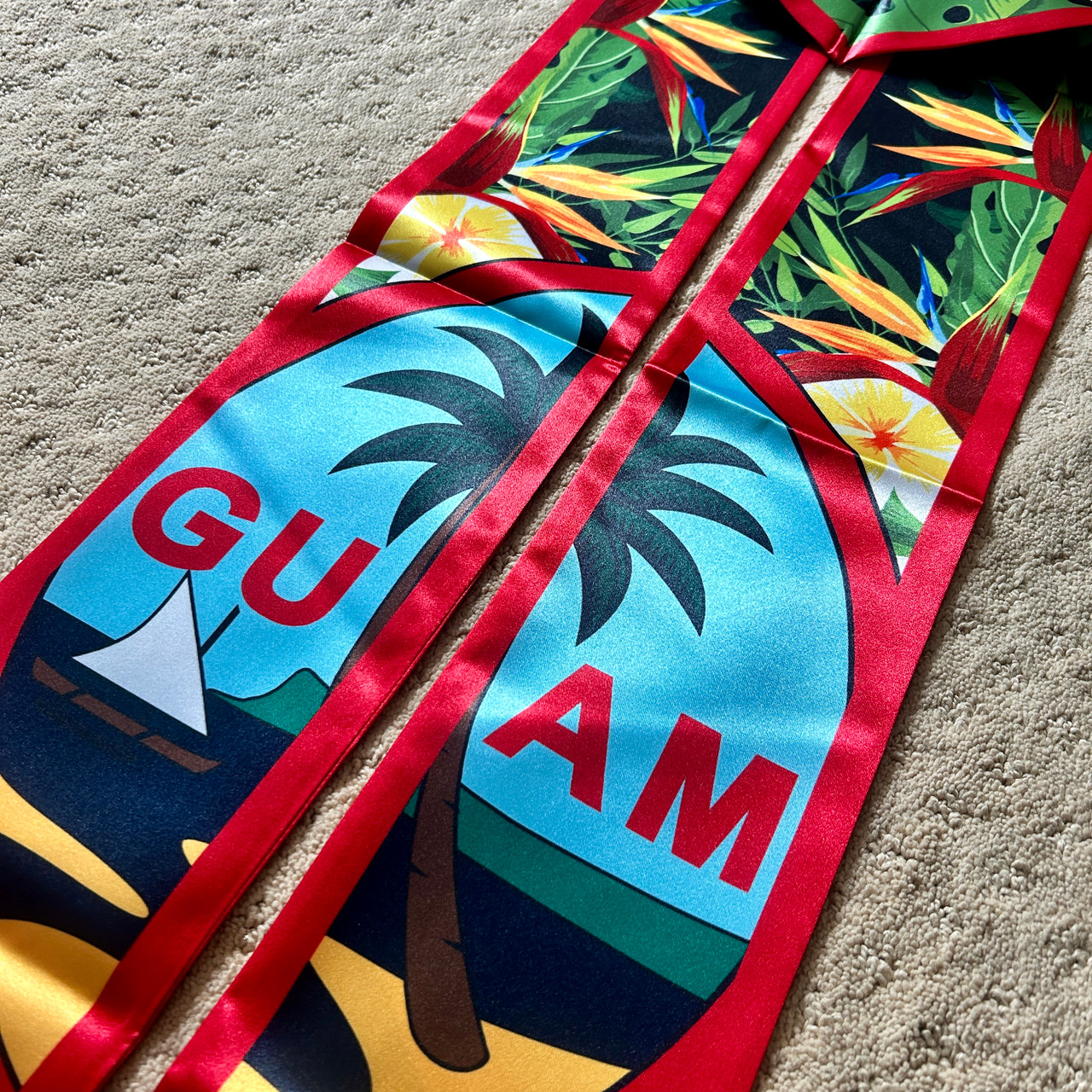 Adult Guam Seal Graduation Sash with Birds of Paradise