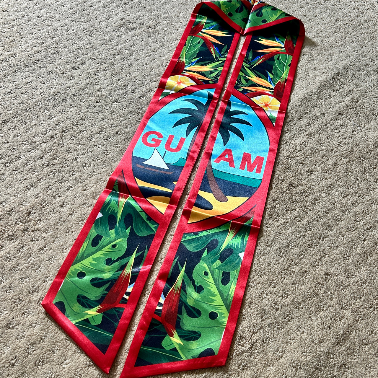 Adult Guam Seal Graduation Sash with Birds of Paradise