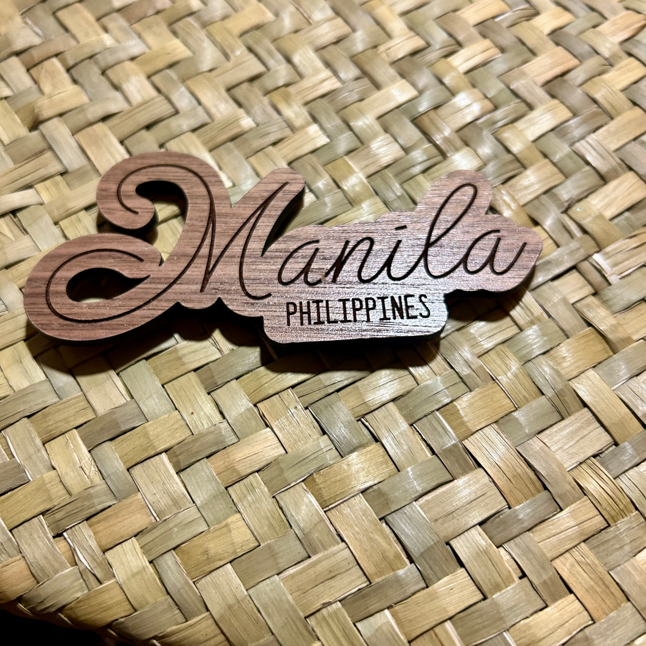 Manila Script Wood Magnet