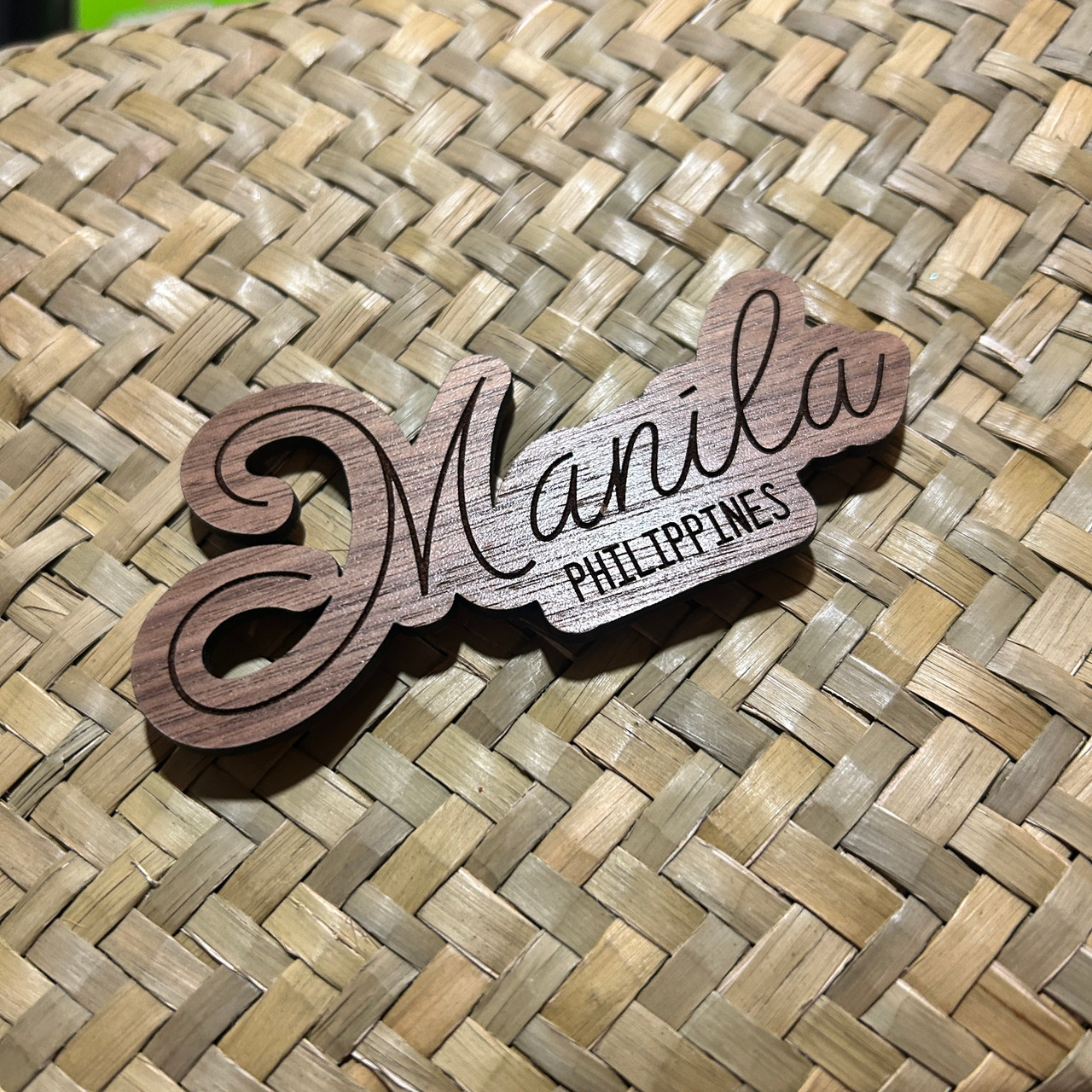 Manila Script Wood Magnet