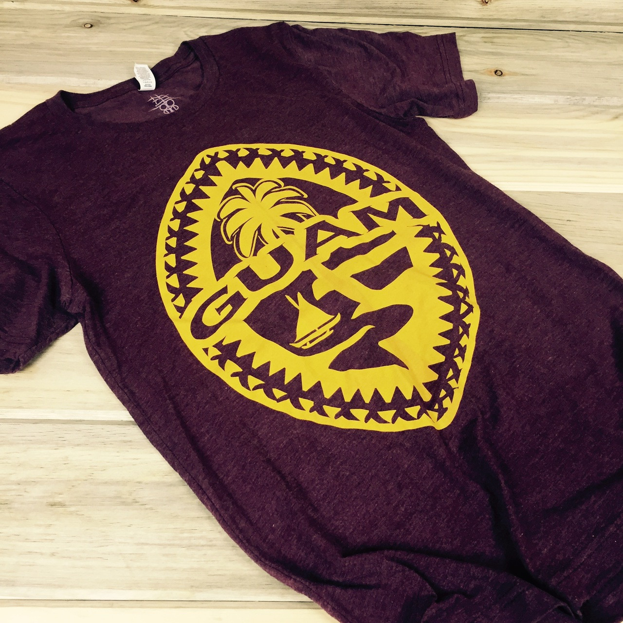 Light-Weight Guam Tribal Seal Unisex Maroon Soft T-Shirt - Gerard ...