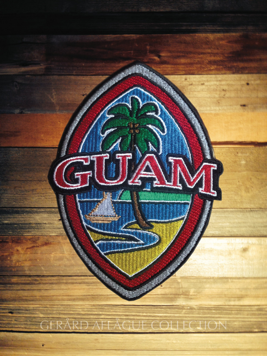 Embroidered Modern Guam Seal on Rustic Wood Poster | Gerard Aflague ...