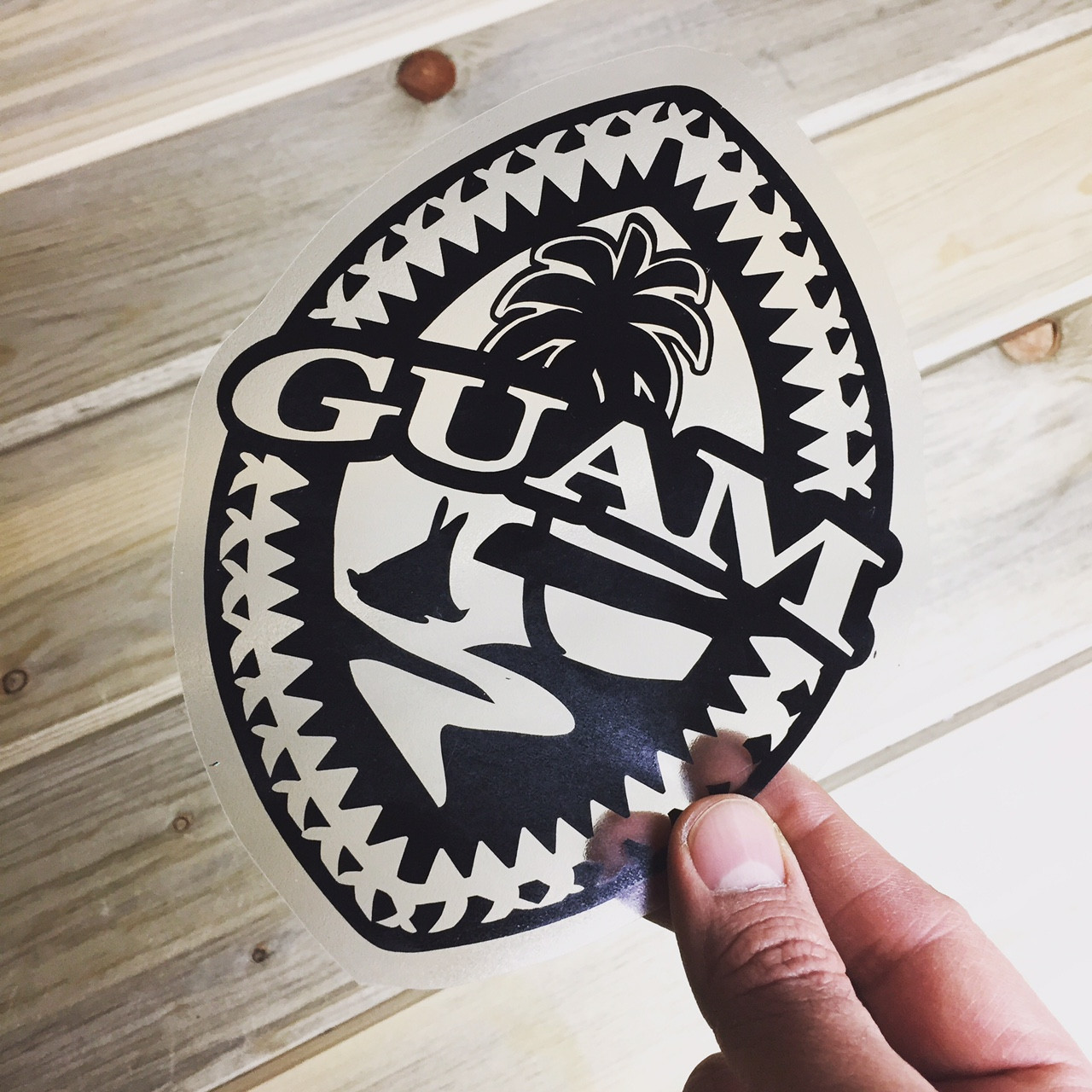 White Tribal Guam Seal Vinyl Decal - 6x8
