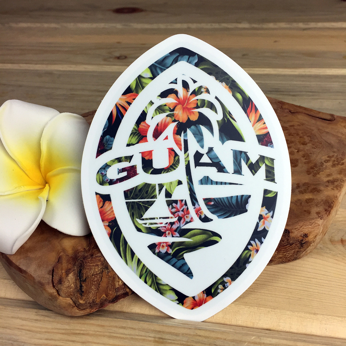 Modern Guam Seal Floral Colored Dope Sticker Decal