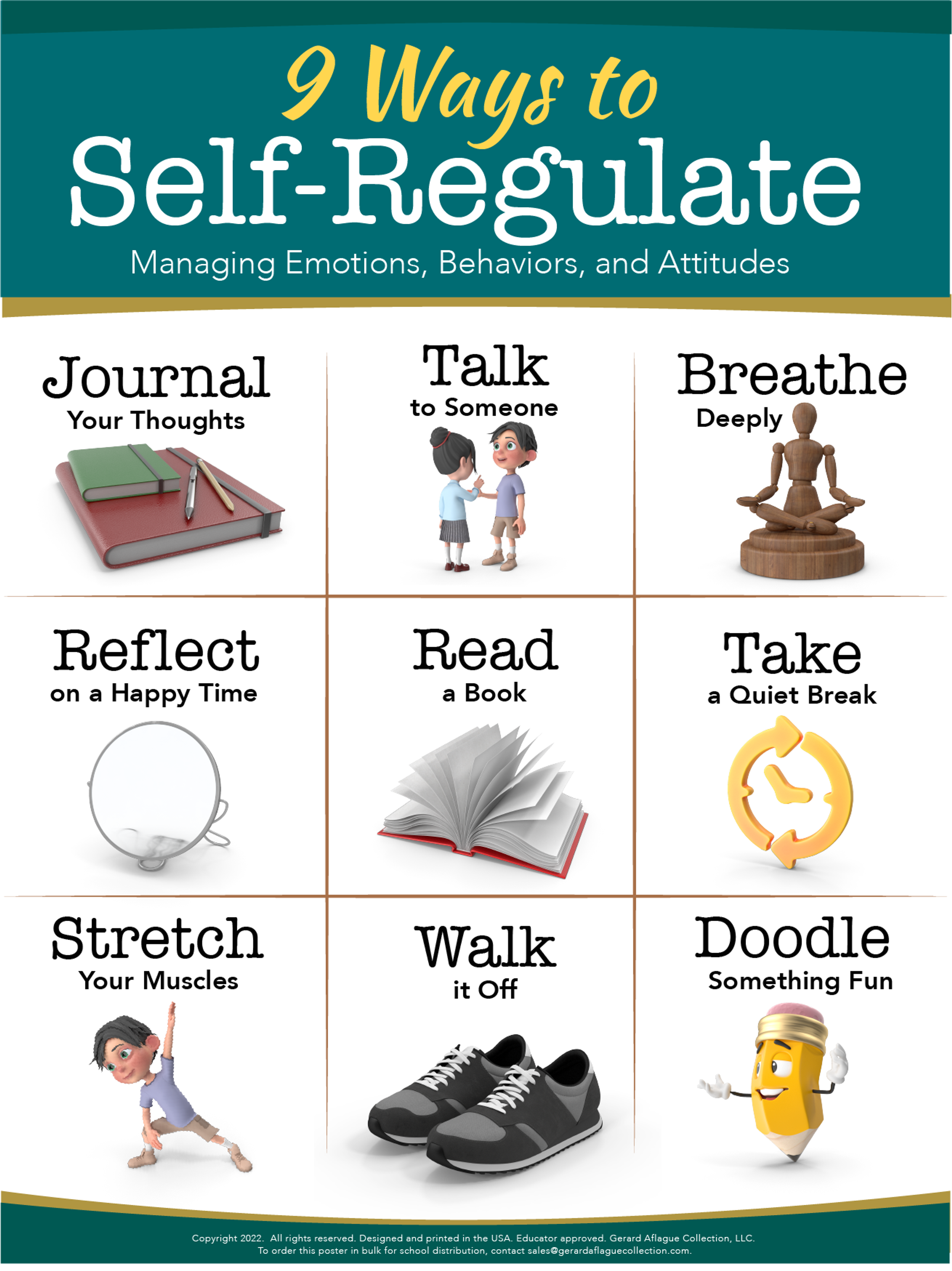 9 Ways to Self-Regulate Poster - 18x24