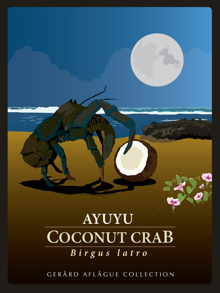 Ayuyu Coconut Crab White Vinyl Decal - 5x7 inches