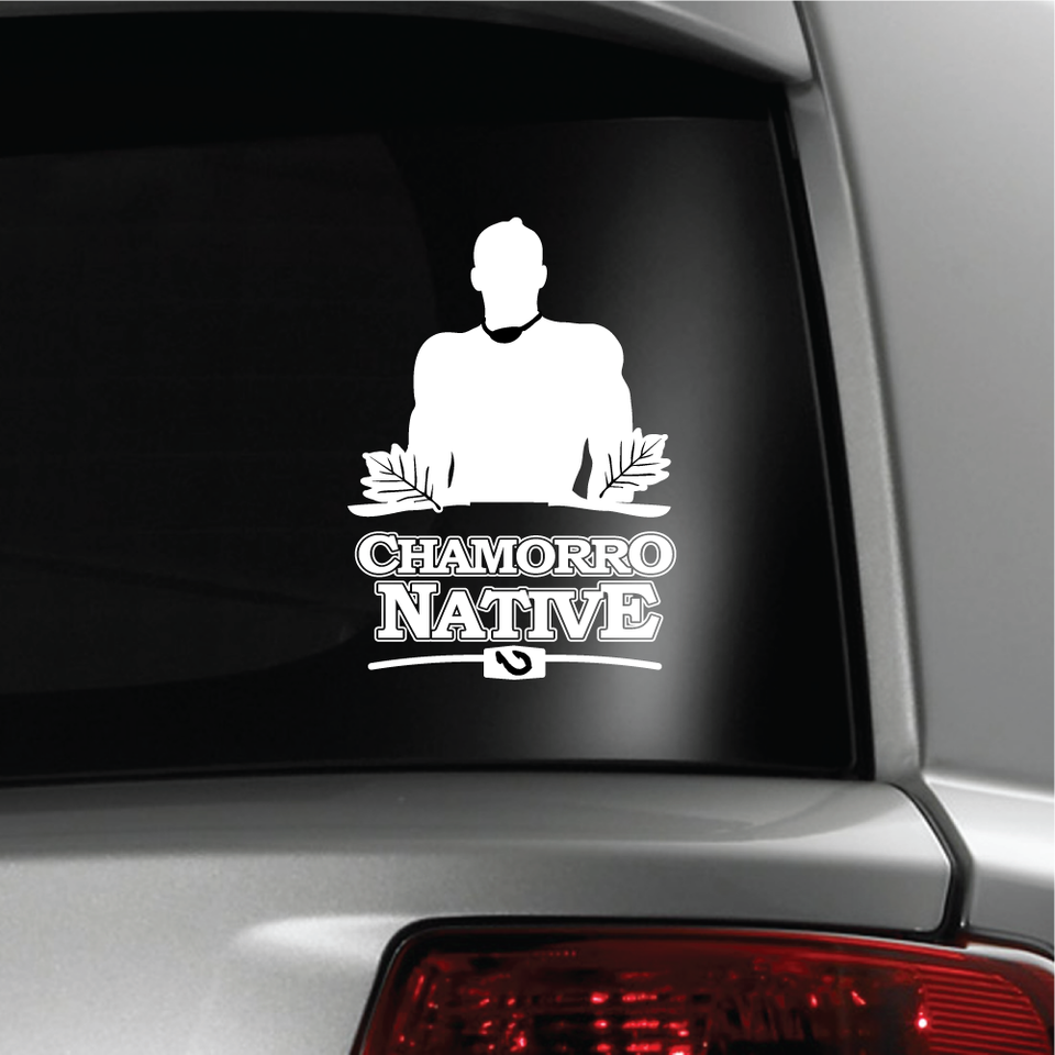 Chief Quipuha Chamorro Native White Vinyl Decal | Gerard Aflague Collection