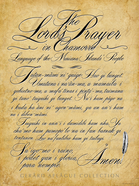Lord's Prayer in Chamorro Calligraphy Motif | Gerard Aflague Collection