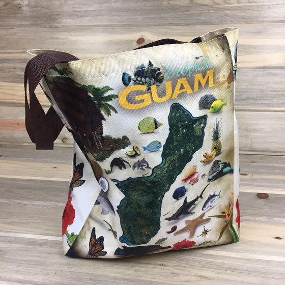 Light-Weight Tropical Guam Polyester Tote Bag - 15.5x12.5x5