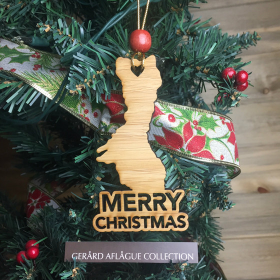 Island of Guam Heart Merry Christmas Wood Ornament