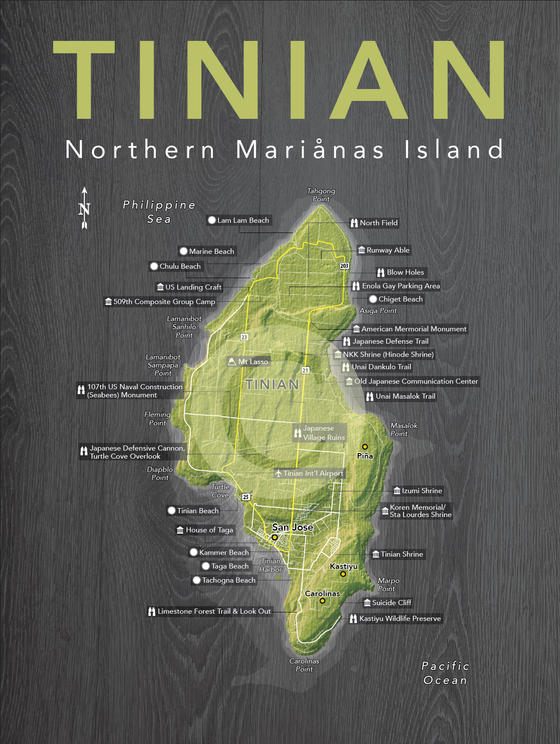 Tinian Relief Map - 18x24 inches