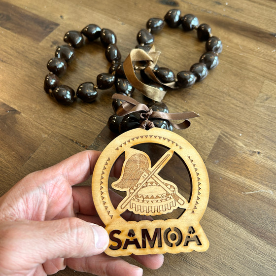 Brown Kukui Nut Shell Samoan Seal Graduation and Cultural Lei